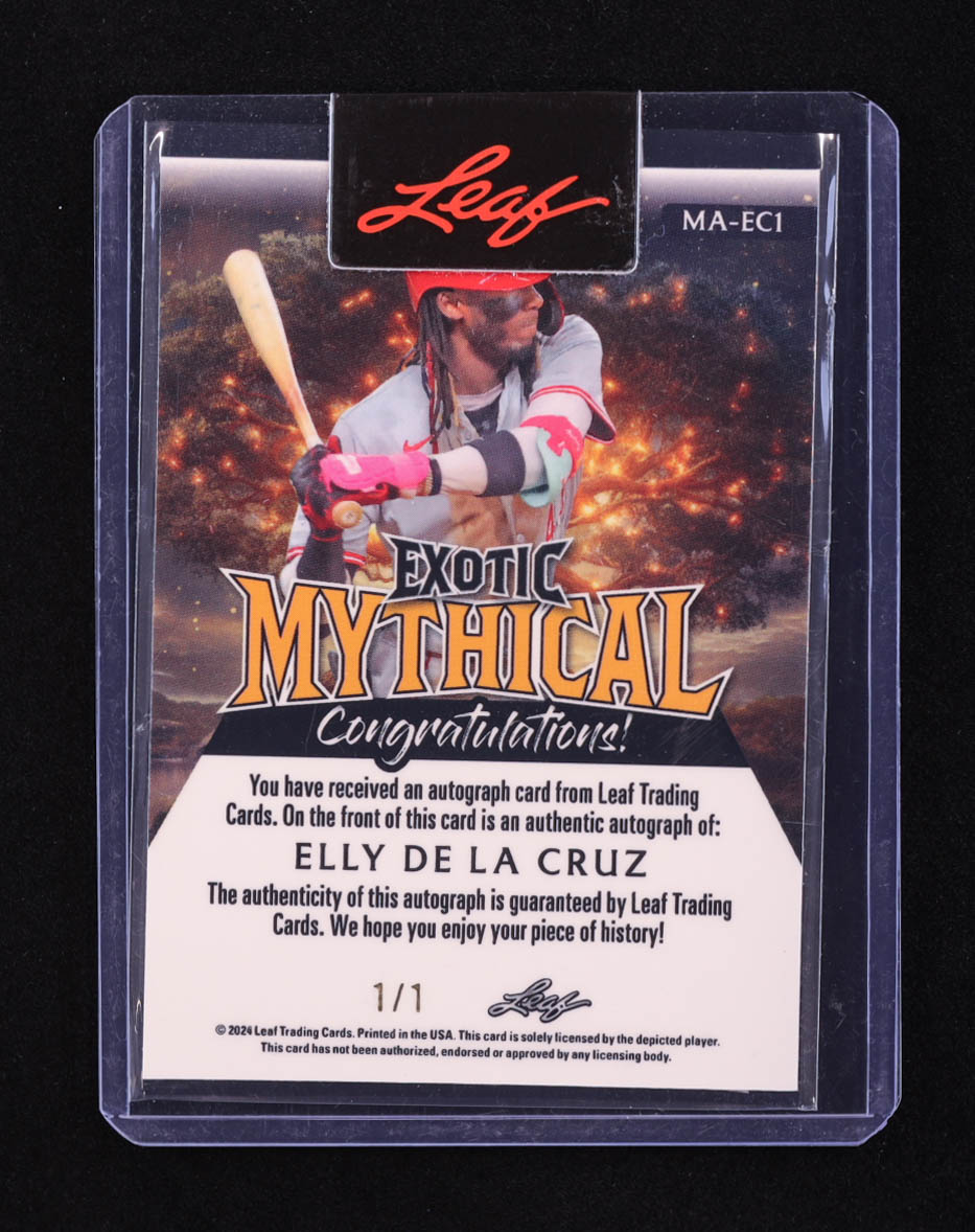 Elly De La Cruz 2024 Leaf Exotic Mythical Autograph Lava Valkyrie # ...