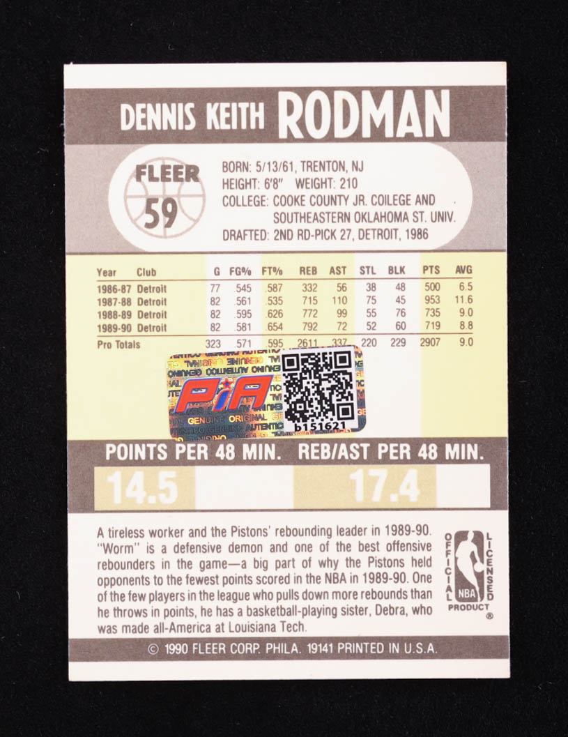 Dennis Rodman Signed 1990-91 Fleer #59 (PIA) | Pristine Auction