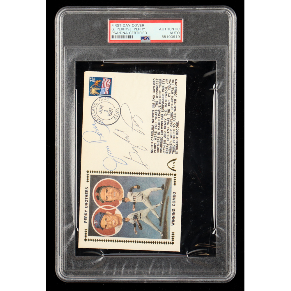 Jim Perry & Gaylord Perry Signed 1987 FDC Envelope (PSA) | Pristine Auction
