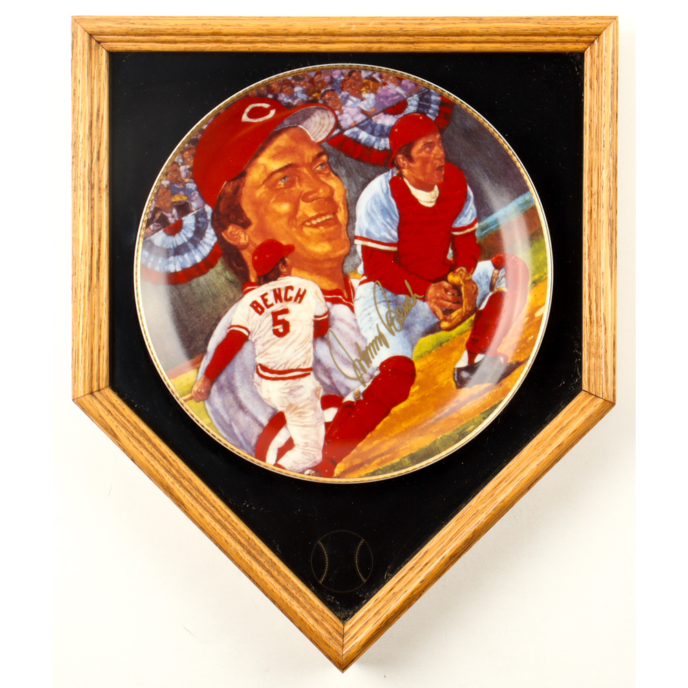 Johnny Bench Signed Reds LE "Fame At The Plate" Hall Of Fame Induction ...