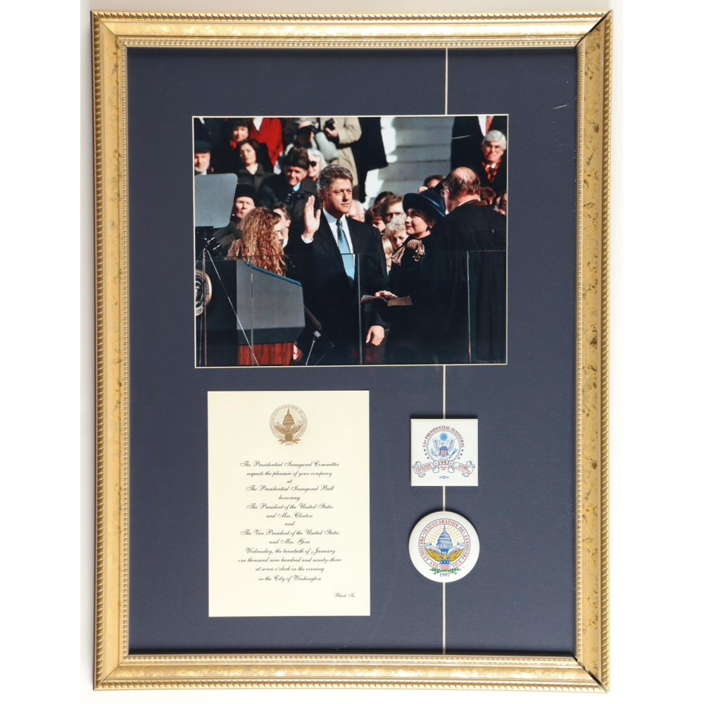 Bill Clinton Custom Framed Photo Display with 1993 Inauguration ...