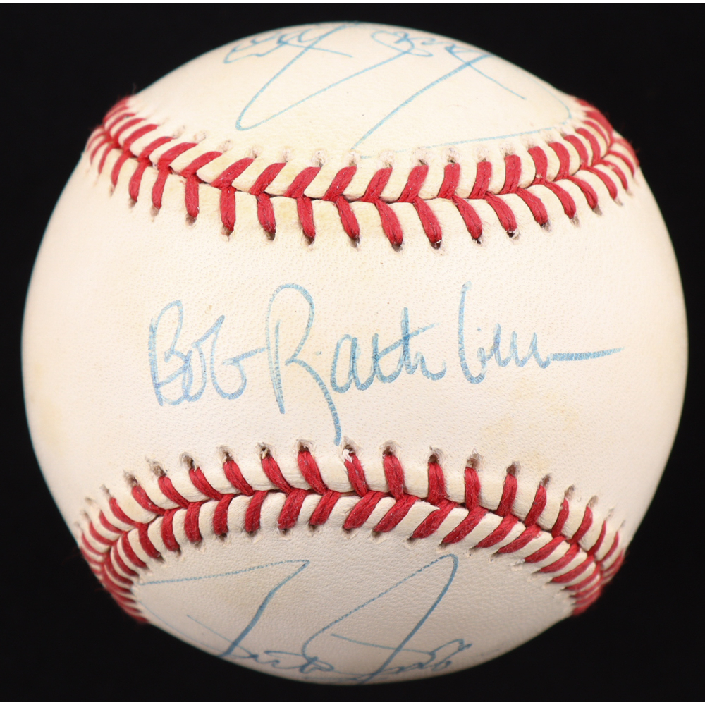 Bob Rathbun, Rick Rizzs & Ernie Harwell Signed OAL Baseball (JSA ...