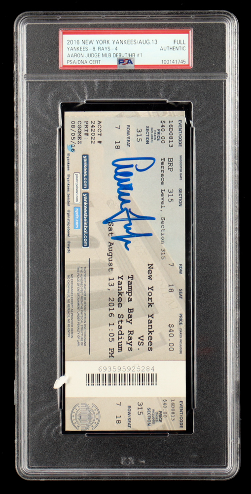 Aaron Judge Signed MLB Debut & 1st Home Run Game Ticket (PSA ...