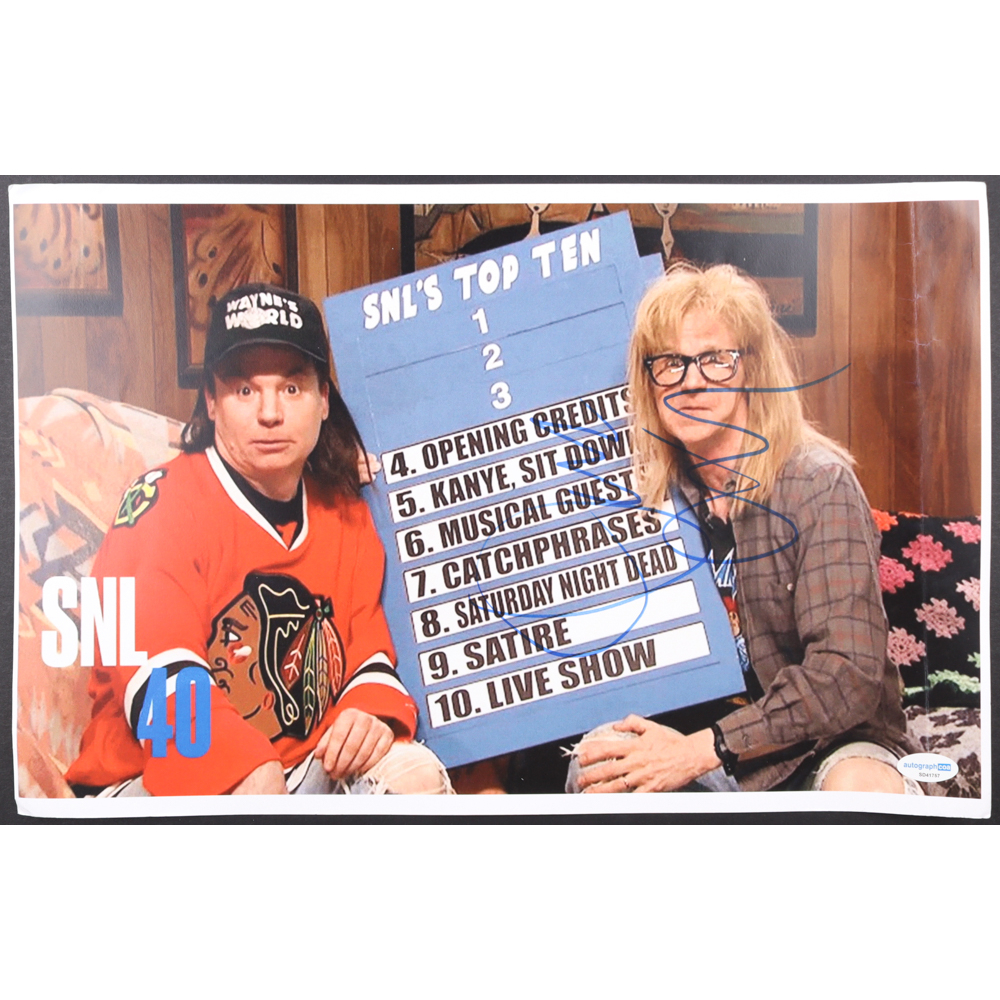 Dana Carvey Signed "Wayne's World" 11x17 Photo (AutographCOA) | Pristine Auction