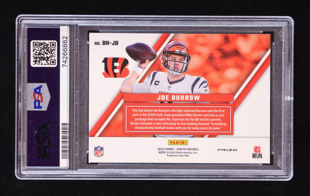 Joe Burrow 2022 Zenith Behind the Numbers #2 (PSA 10) | Pristine Auction