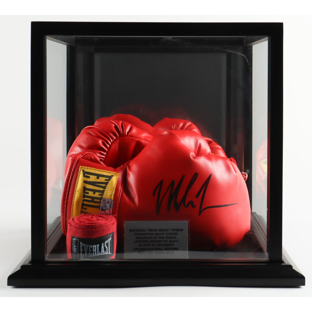 Mike Tyson Signed Pair Of Everlast Boxing Gloves With Wrist Wraps In ...