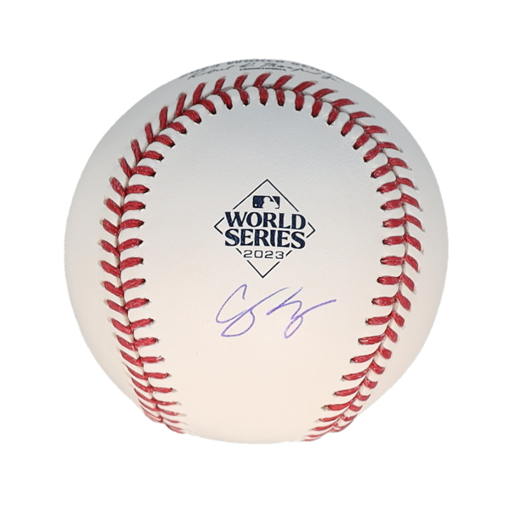 Corey Seager Signed 2023 World Series Logo Baseball (MLB) | Pristine ...
