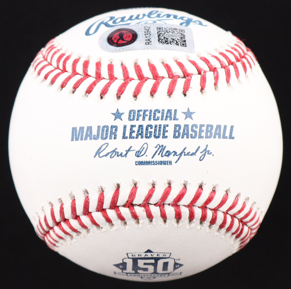 Ronald Acuna Jr. Signed OML Braves 150th Anniversary Logo Baseball (JSA ...