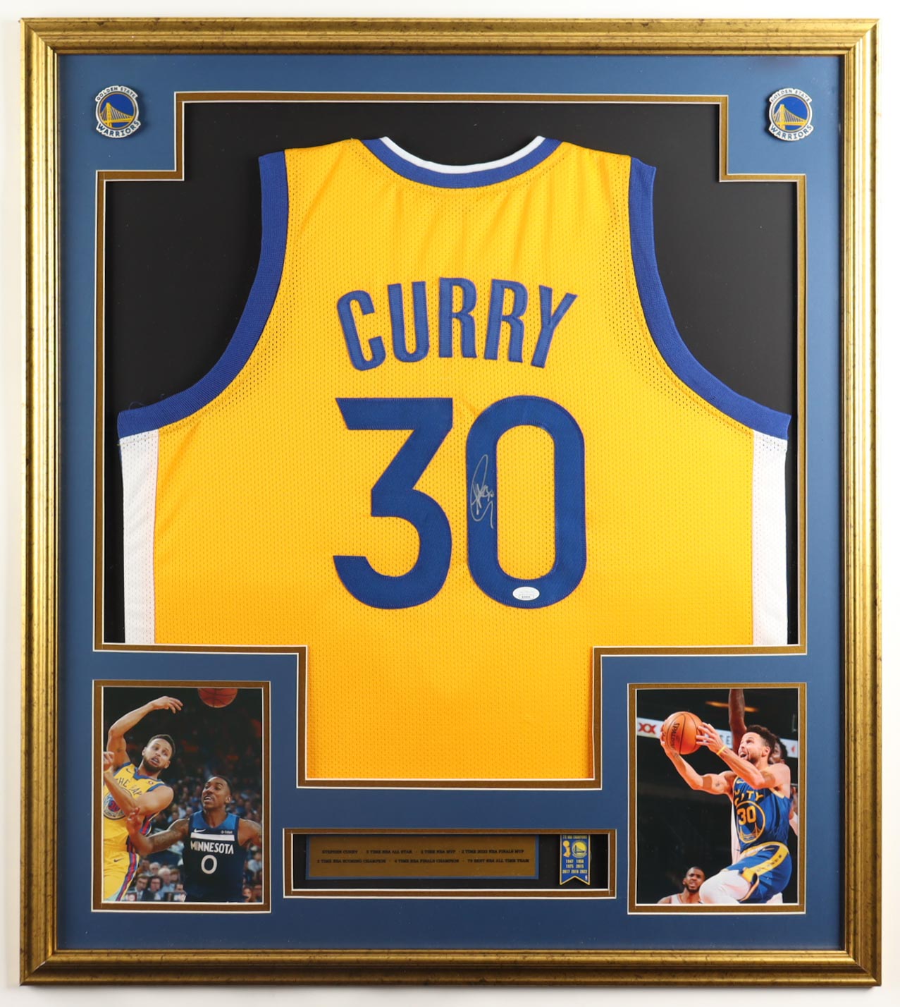 Stephen Curry Signed Custom Framed Jersey Display With Warriors ...