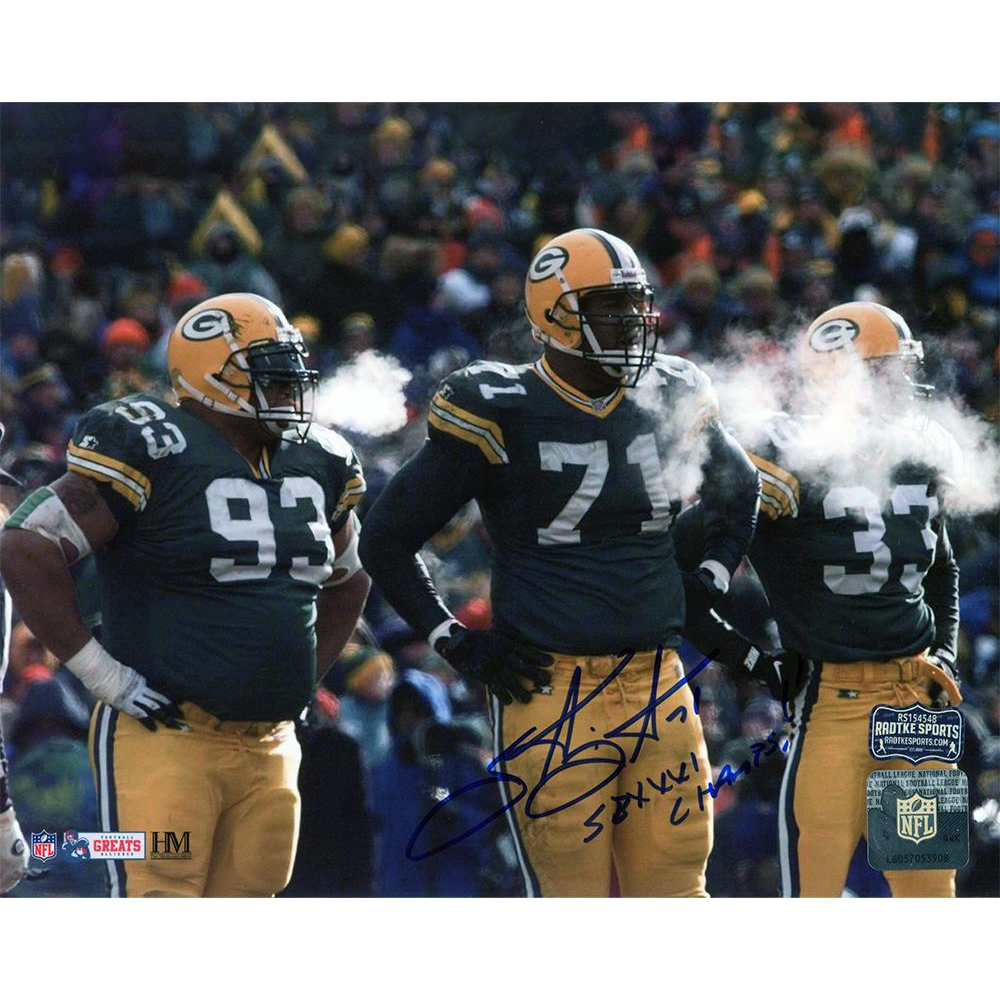 Santana Dotson Signed Packers 8x10 Photo Inscribed "SB XXXI Champs" (Radtke) | Pristine Auction