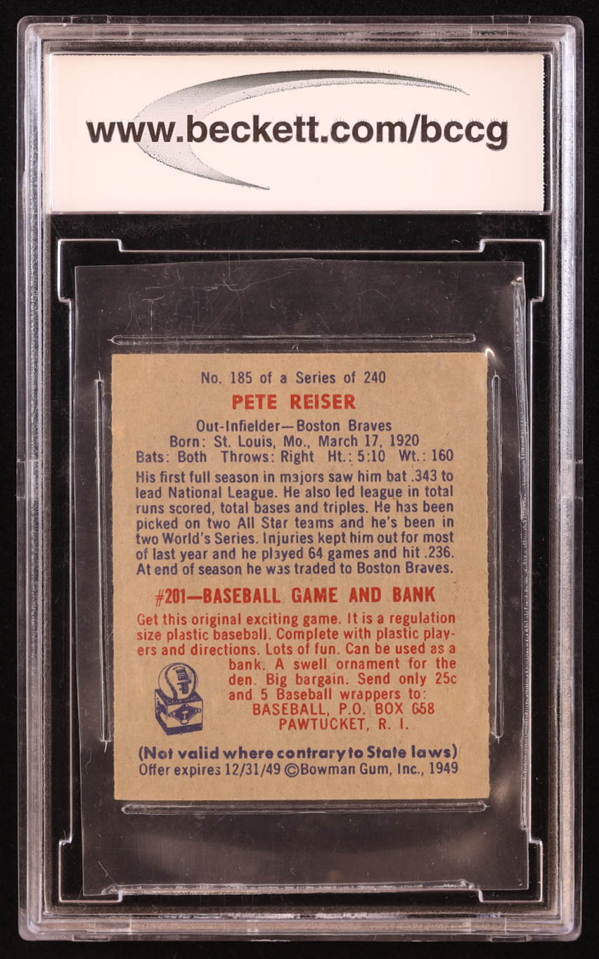 Pete Reiser 1949 Bowman #185 (BCCG 9) | Pristine Auction