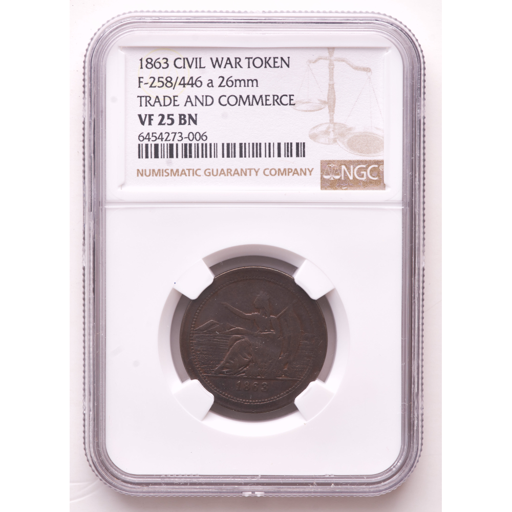 1863 Trade and Commerce Civil War Token (NGC VF25 BN) | Pristine Auction