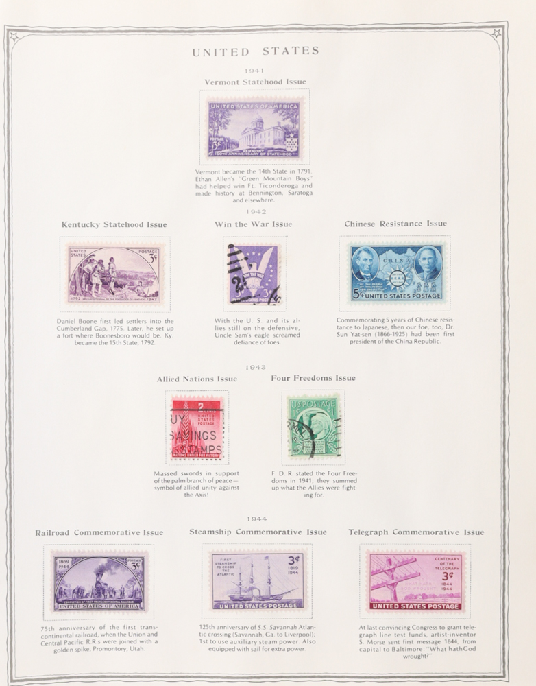 1941 -1944 US (9) Mail Stamp Collection on Sheet | Pristine Auction