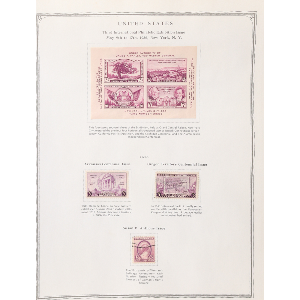 1936 US 3 Cent (4) Mail Stamp Collection on Sheet | Pristine Auction