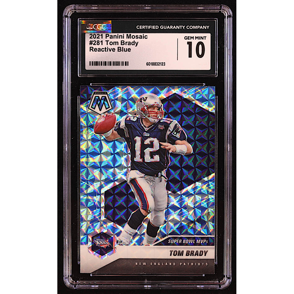 Tom Brady 2021 Panini Mosaic Mosaic Reactive Blue #281 MVP (CGC 10 ...