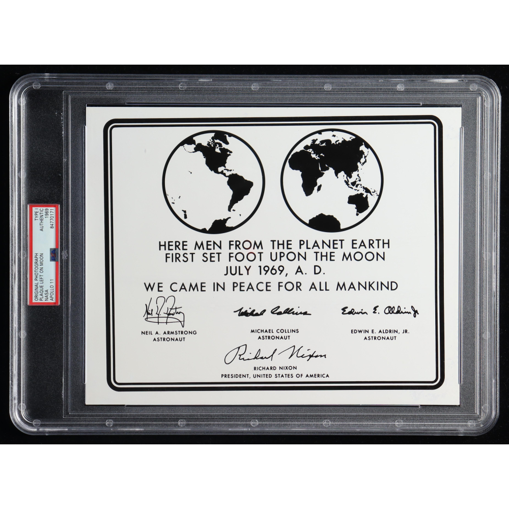 Original 1969 NASA Apollo 11 "Plaque Left On Moon" 8x10 PSA Type I ...