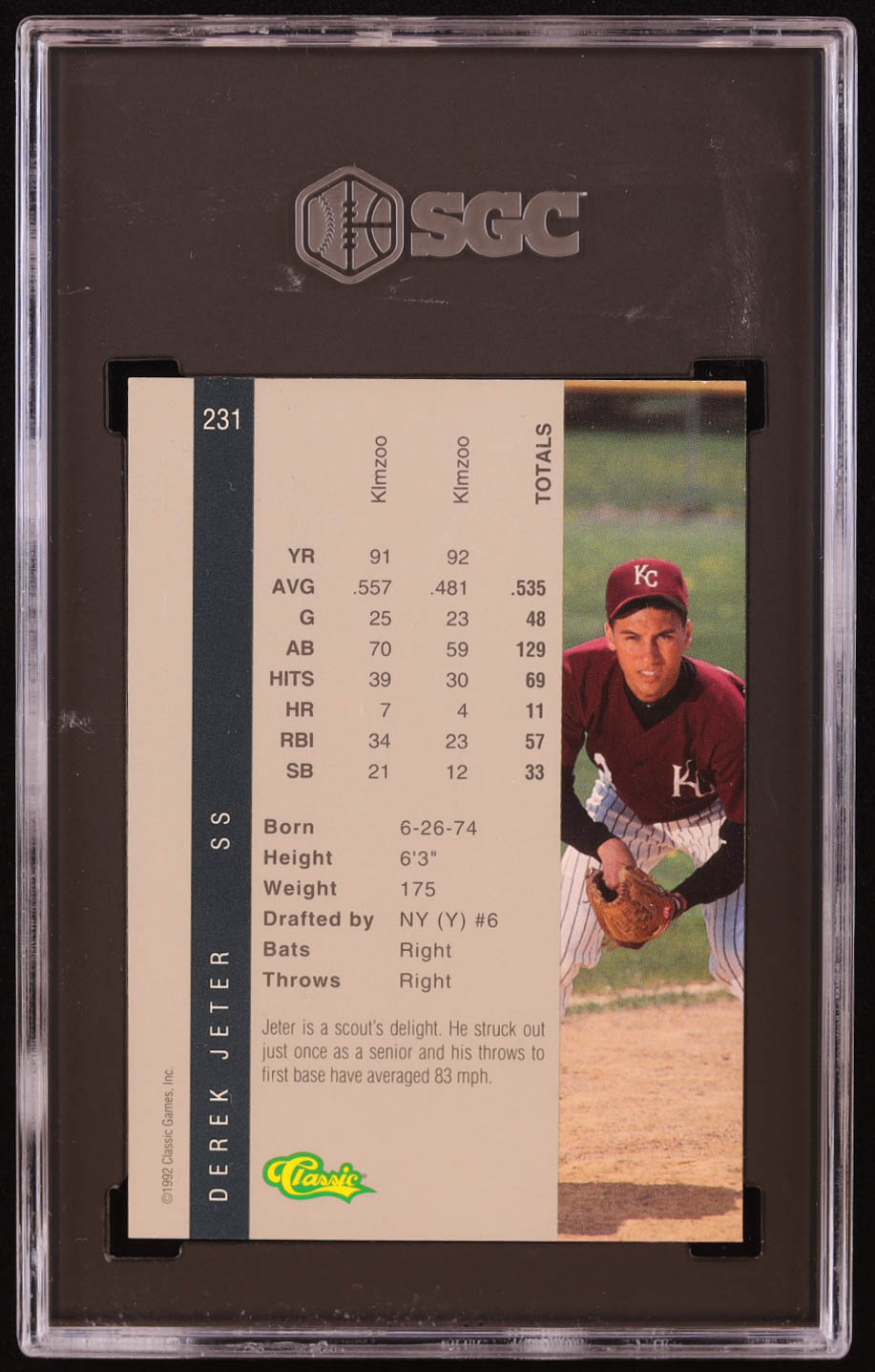 Derek Jeter 1992 Classic Four Sport #231 RC (SGC 9.5) | Pristine Auction