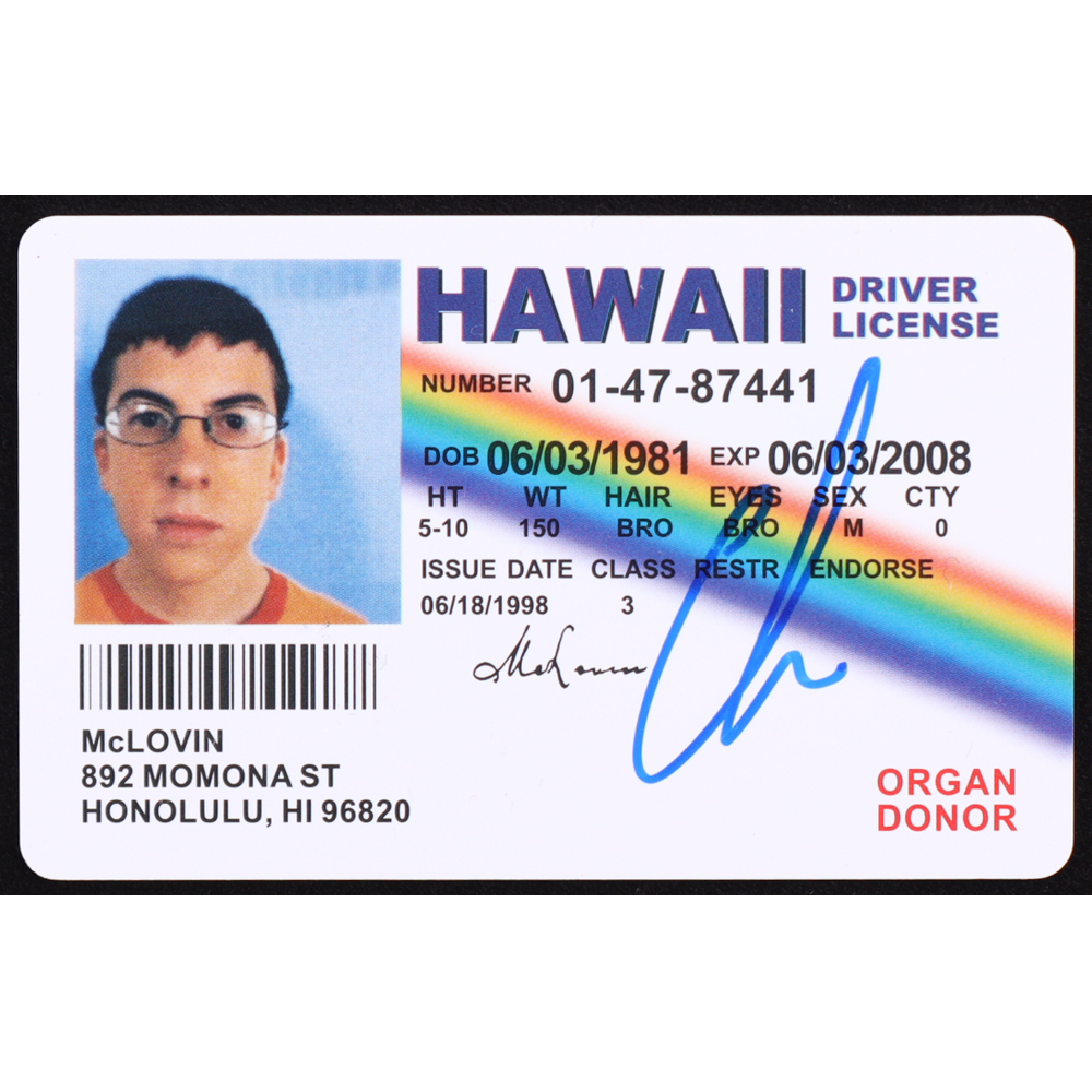 Christopher Mintz-Plasse Signed "Superbad" McLovin Drivers License (PSA ...