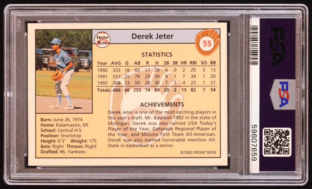 Derek Jeter 1992 Front Row Draft Picks #55 RC (PSA 8) | Pristine Auction