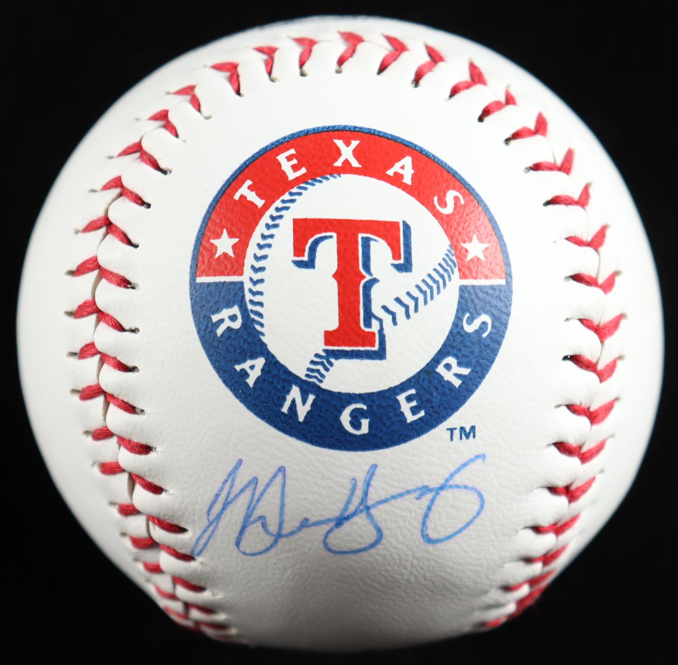 Michael Young Signed OML Texas Rangers Logo Baseball (Beckett ...