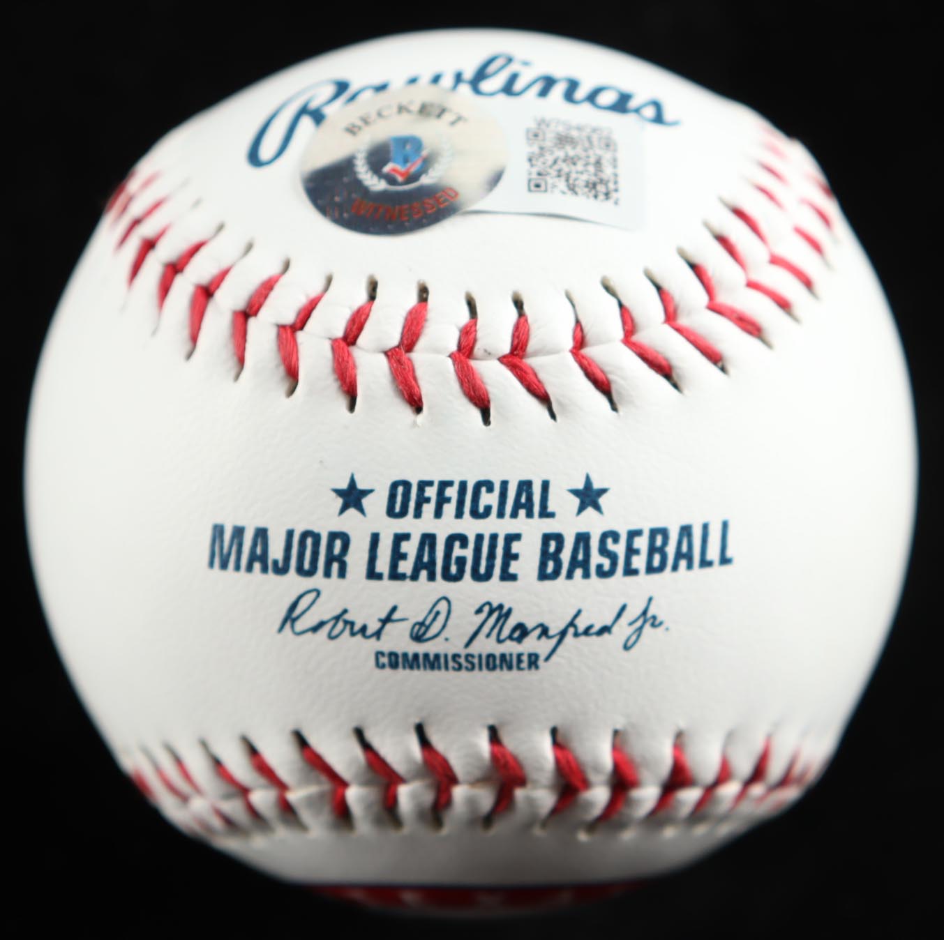 Michael Young Signed OML Texas Rangers Logo Baseball (Beckett ...