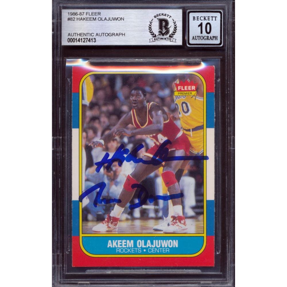 Hakeem Olajuwon Signed 1986-87 Fleer #82 RC Inscribed "The Dream" (BGS ...
