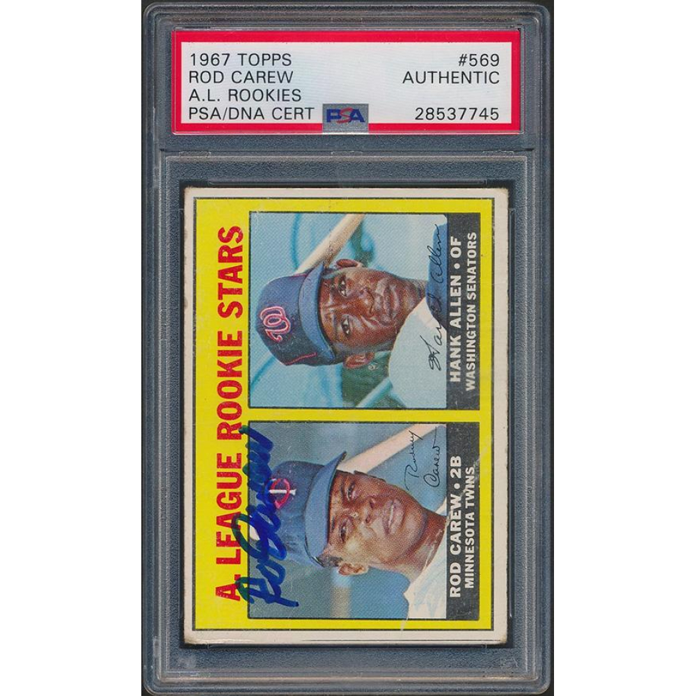 Rod Carew Signed Rod Carew RC / Hank Allen RC 1967 Topps Rookie Stars ...