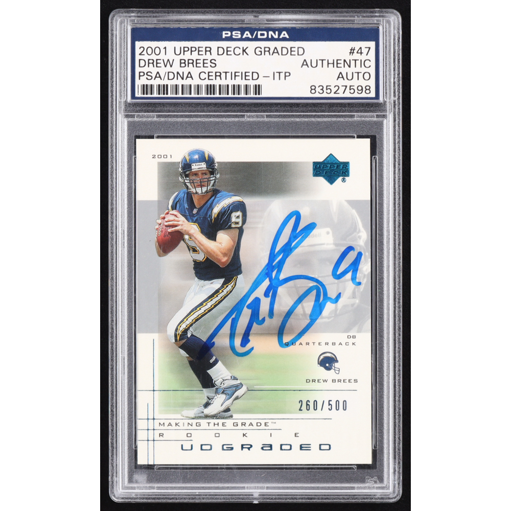 Drew Brees Signed 2001 UD Graded #47 / Action RC #260/500 (PSA ...