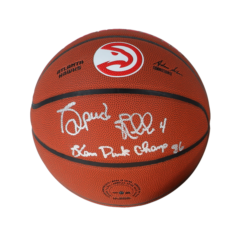 Spud Webb Signed Hawks Logo Basketball Inscribed "Slam Dunk Champ '86 ...