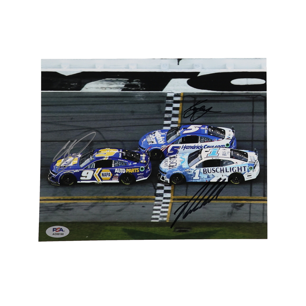 Chase Elliott, Kyle Larson & Ross Chastain Signed NASCAR 8x10 Photo ...