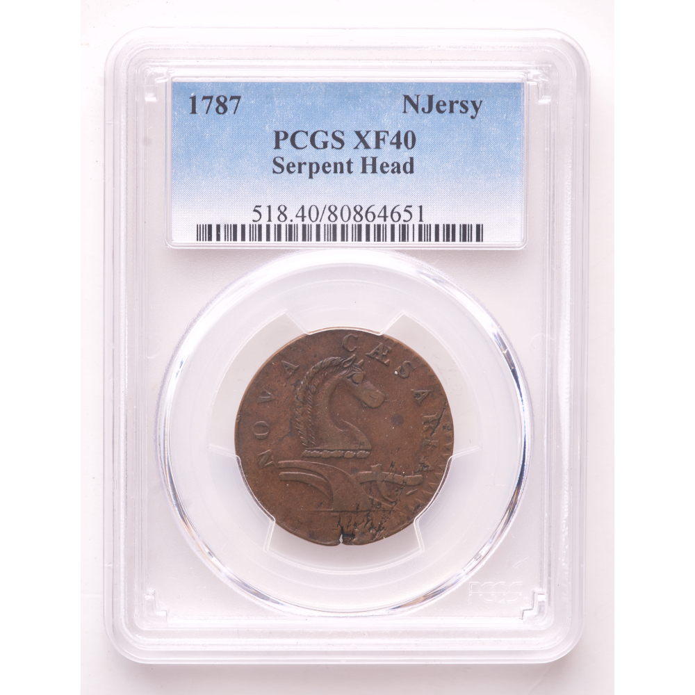 1787 New Jersey Colonial America Copper Coin - Serpent Head (PCGS XF40 ...