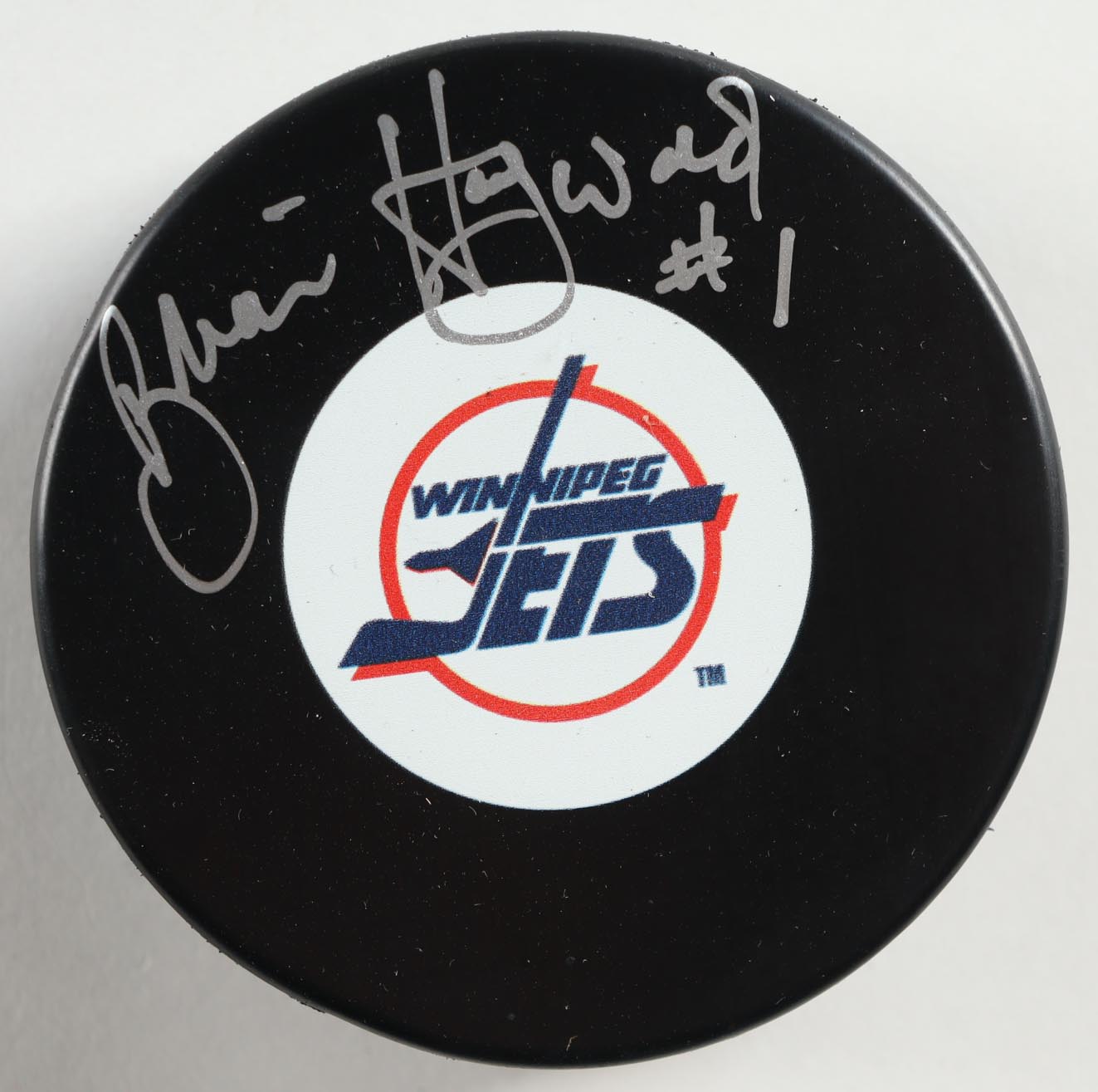 Brian Hayward Signed Jets Logo Hockey Puck (Premium Autographs ...