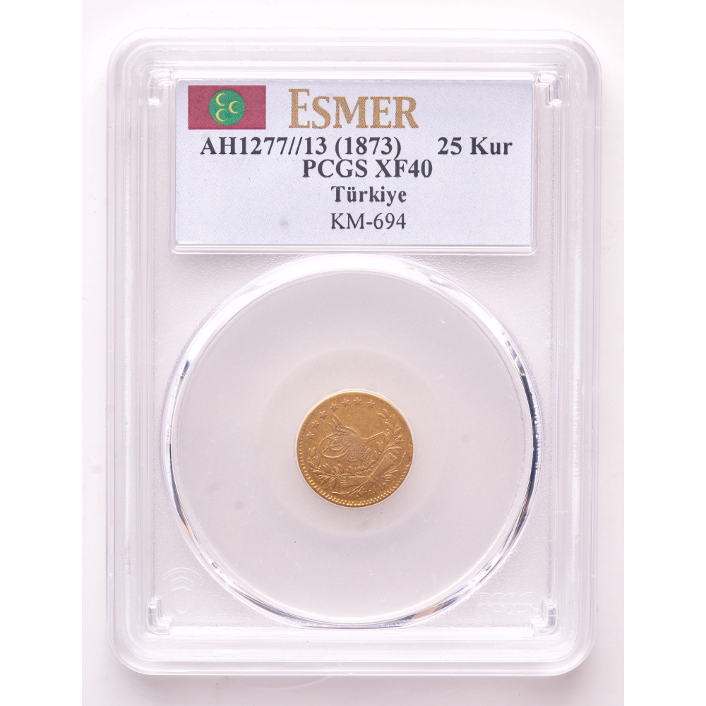 AH 1277 Year 13 (1873) Turkey 25 Kurush Gold Coin - Esmer Collection of ...