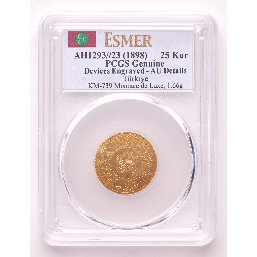 AH 1293 Year 23 (1898) Turkey 25 Kurush Monnaie de Luxe Gold Coin ...
