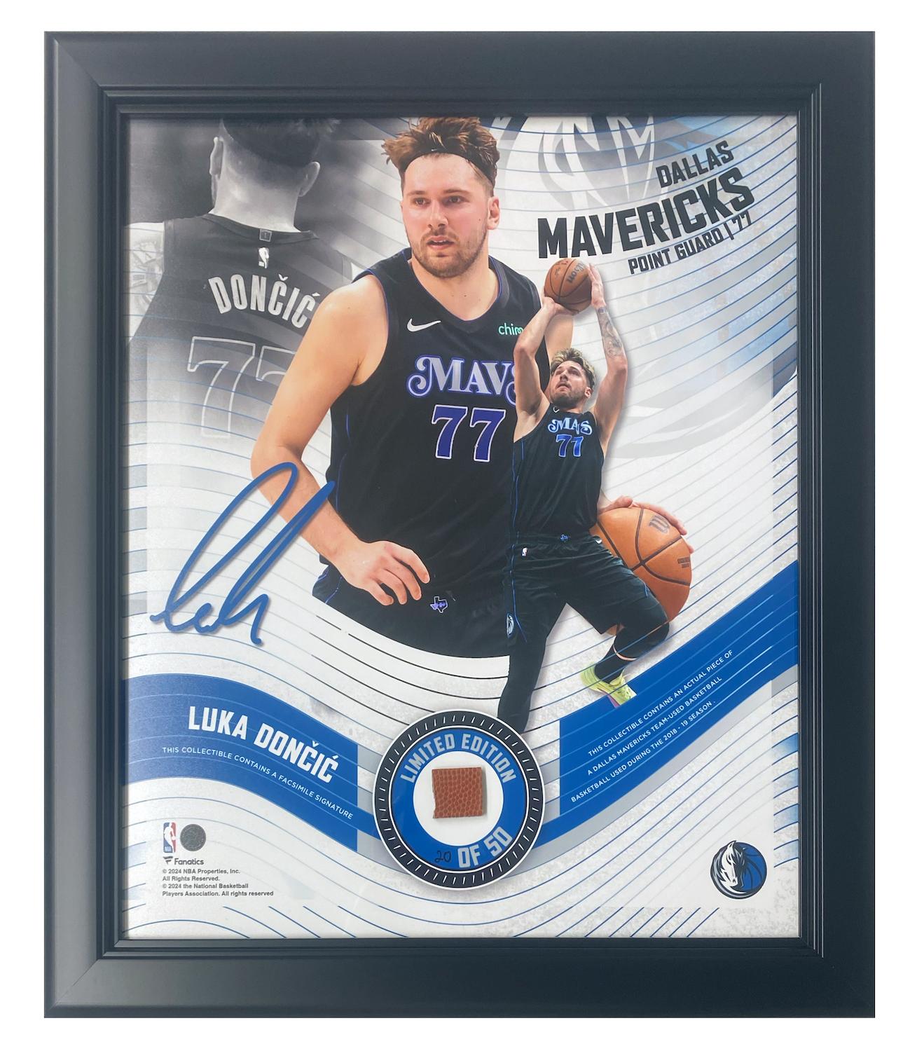 Luka Doncic LE Mavericks Custom Framed Game-Used Basketball Piece Collage (Fanatics) | Pristine ...