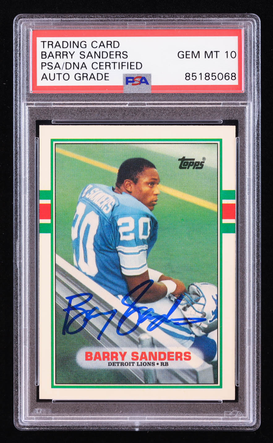 Barry Sanders Signed 1989 Topps Traded #83T RC (PSA | Autograph Graded ...