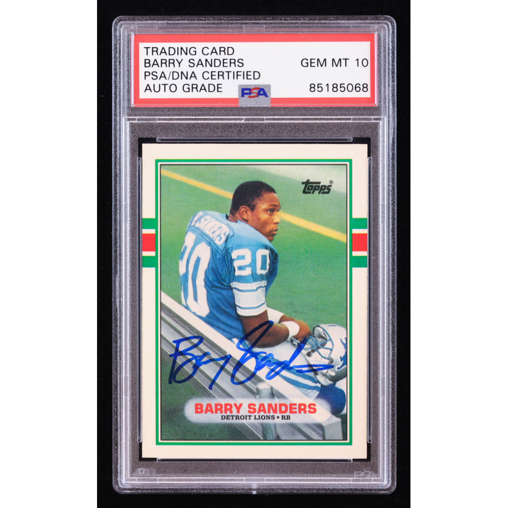Barry Sanders Signed 1989 Topps Traded #83T RC (PSA | Autograph Graded ...
