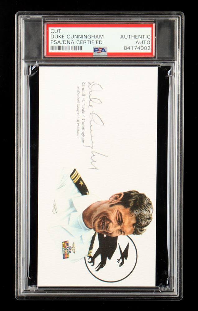 Duke Cunningham Signed Cut With Portrait Art (PSA) | Pristine Auction