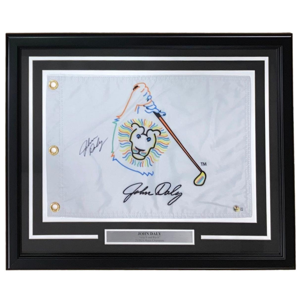 John Daly Signed Custom Framed Daly Logo Flag (Beckett) | Pristine Auction