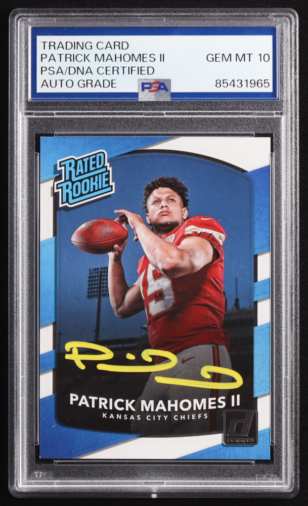 Patrick Mahomes II Signed 2017 Donruss #327 RR RC (PSA | Auto 10 ...