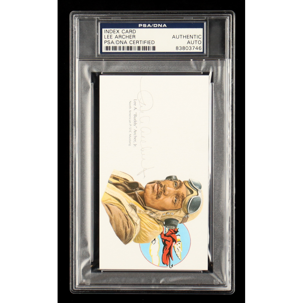 Lee Archer Signed 3x5 Cut With Portrait WWII Tuskegee Airmen (PSA ...