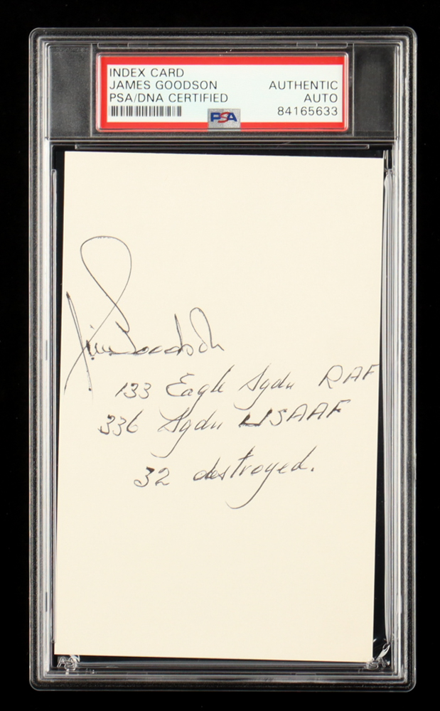 James Goodson Signed Index Card WWII 4th FG Ace 14 Victories (PSA ...
