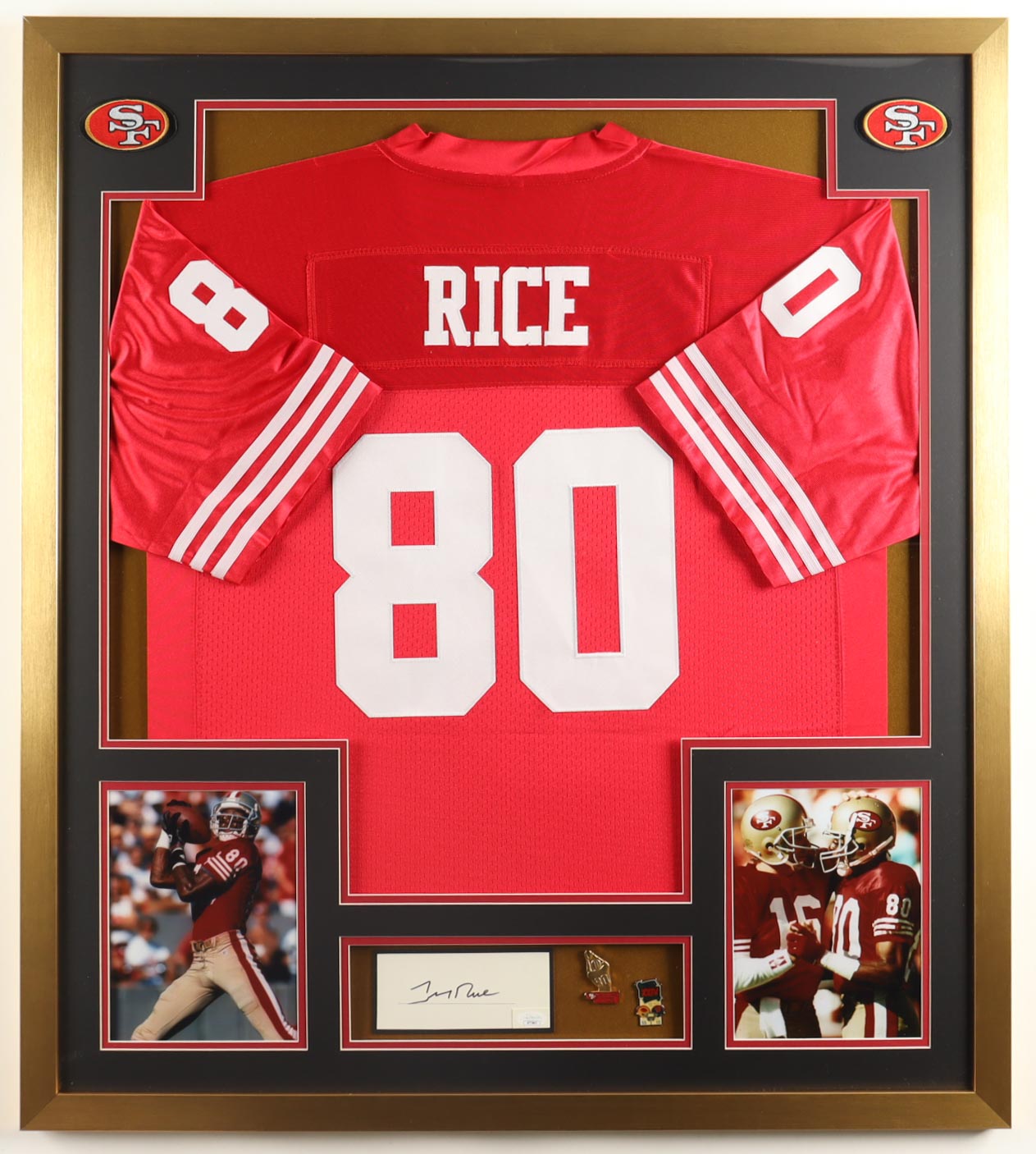 Jerry Rice Signed Custom Framed Cut Display With Jersey, Player ...