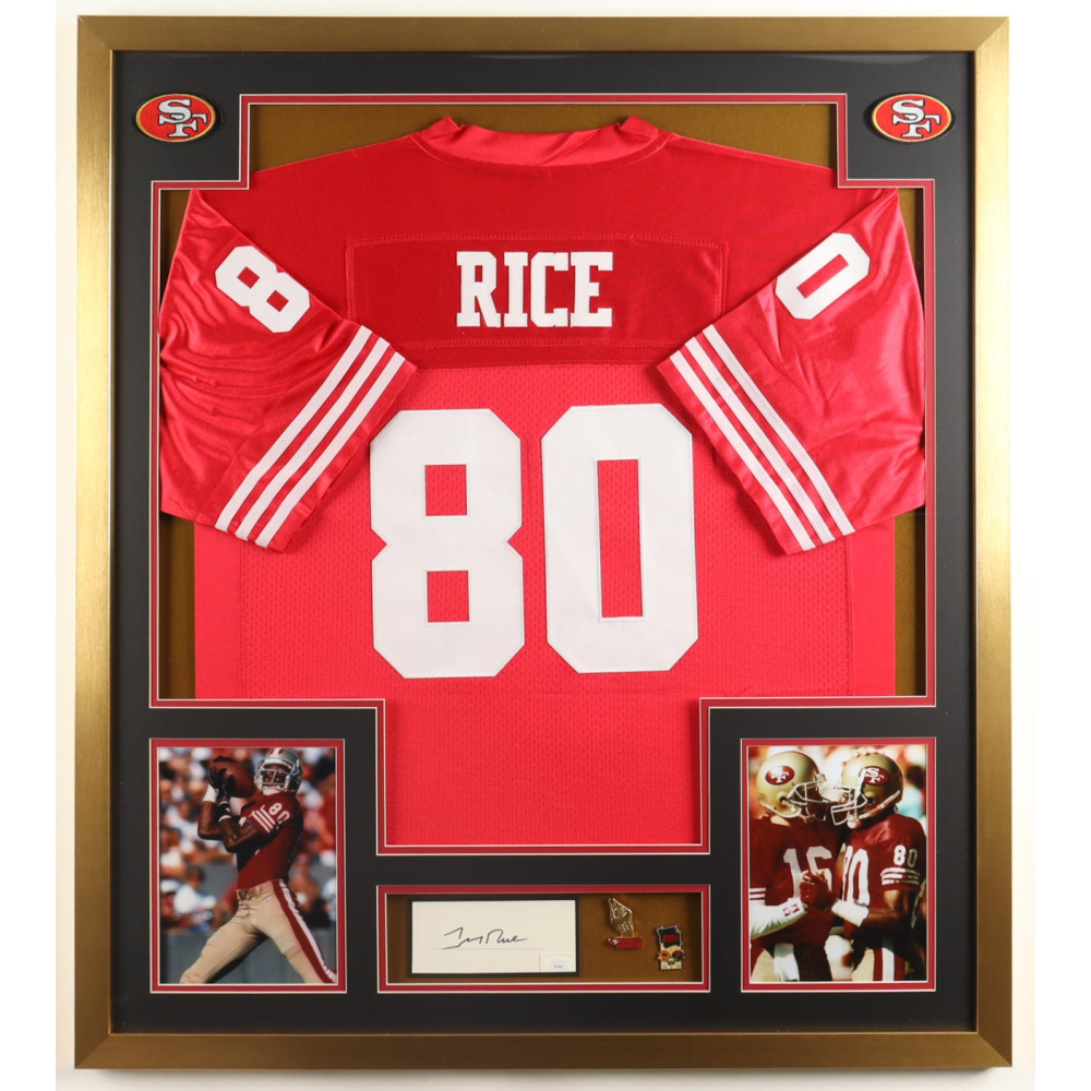 Jerry Rice Signed Custom Framed Cut Display With Jersey, Player ...