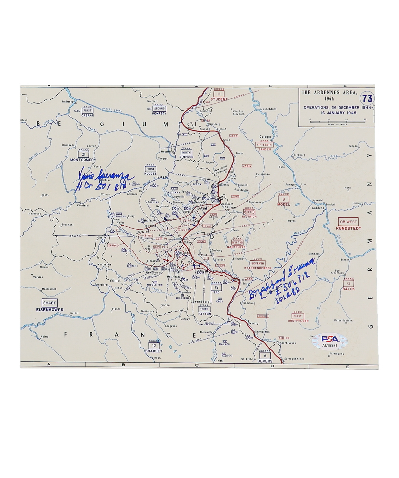 Vince Speranza & Bradford Freeman Signed "Battle of the Bulge Map" 8x10 ...