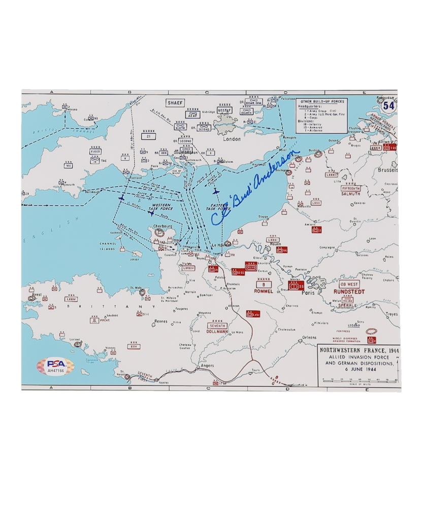 CE "Bud" Anderson Signed 8x10 D-Day Invasion Map Photo (PSA) | Pristine ...