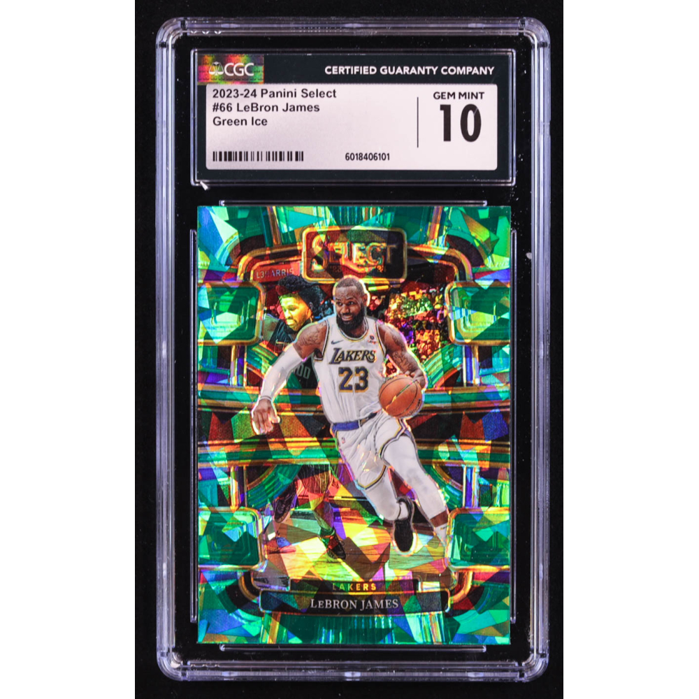 LeBron James 2023-24 Select Prizms Green Ice #66 (CGC 10) | Pristine ...