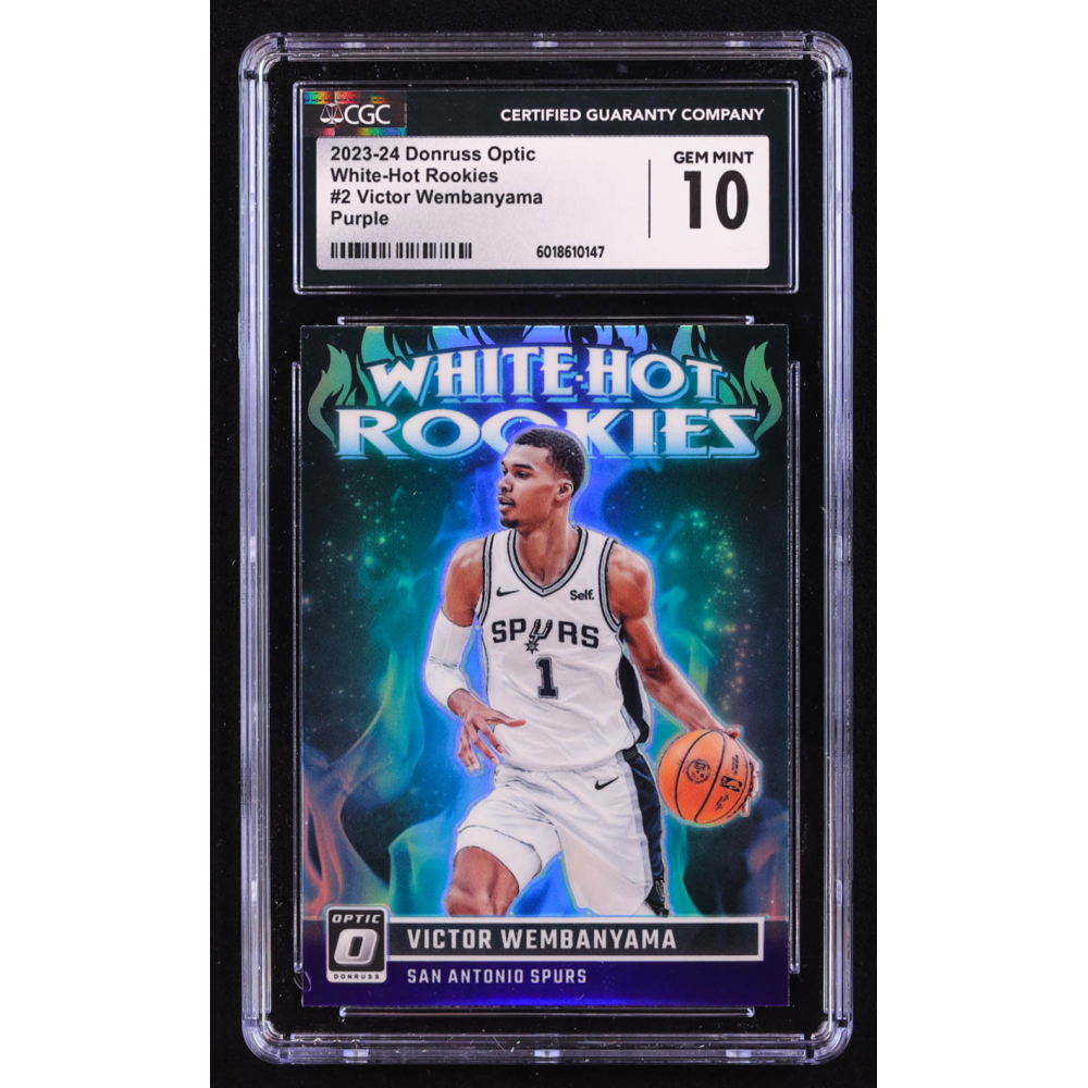Victor Wembanyama 2023-24 Donruss Optic White Hot Rookies Purple #2 RC (CGC 10) | Pristine Auction