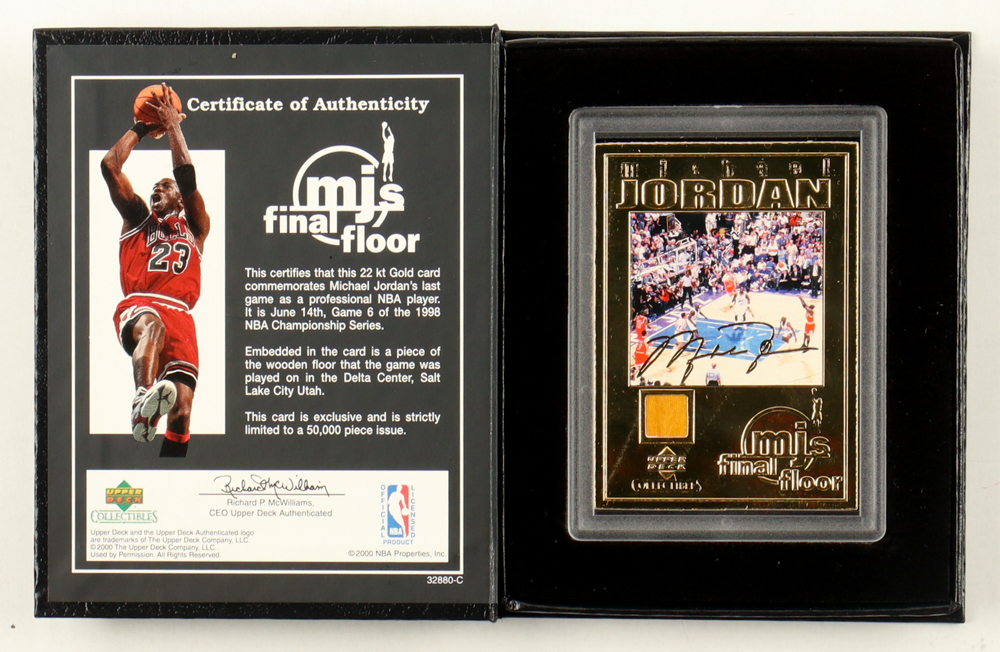 Michael Jordan LE 2000 Upper Deck MJ's Final Floor 22Kt Gold Card with ...