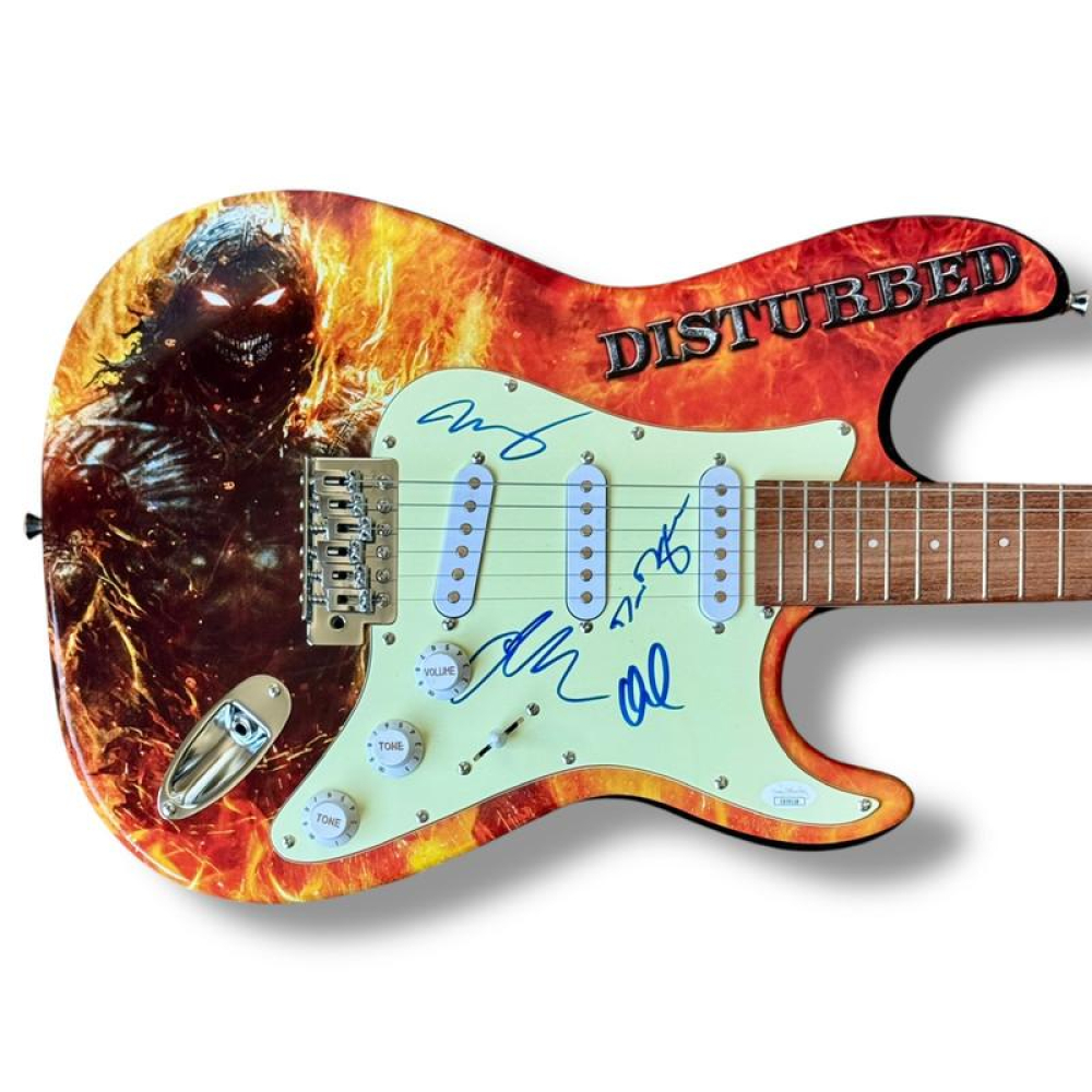 "Disturbed" Custom Stratocaster Electric Guitar Band-Signed By (4) with David Draiman, Dan ...